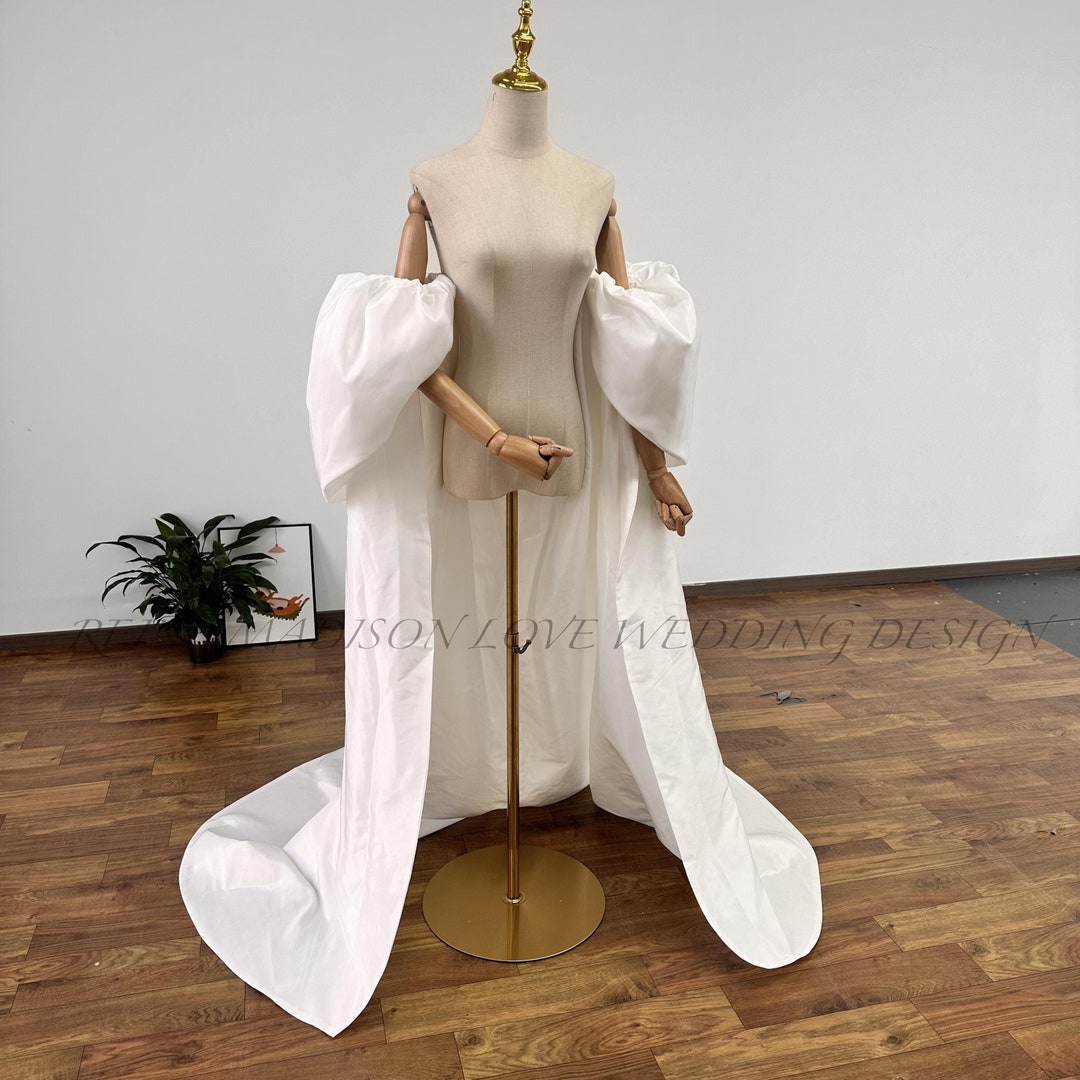 Elegant White Wedding Shawl With Train: Bridal Arm Wrap - Etsy