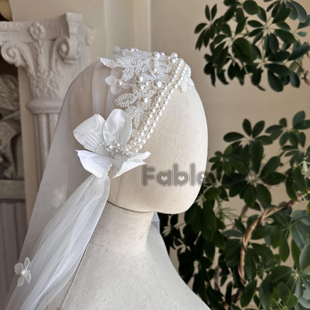 Beaded Lace Juliet Cap Veil: 1920s Style Bohemian Wedding - Etsy