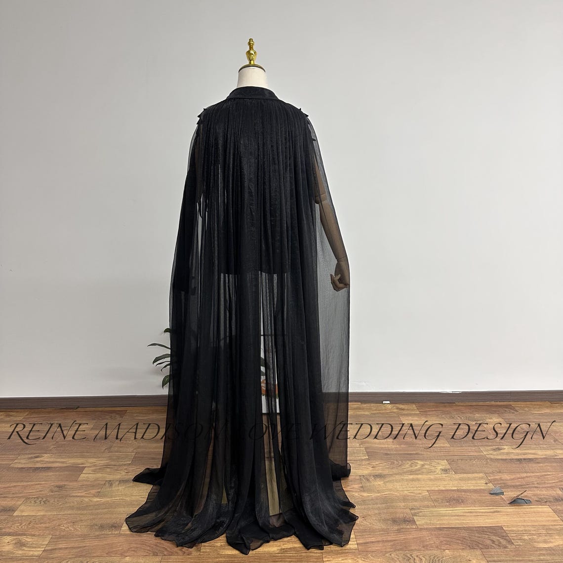 Baroque Gothic Black Cape With Wings Chiffon Cape Female Black Witch ...