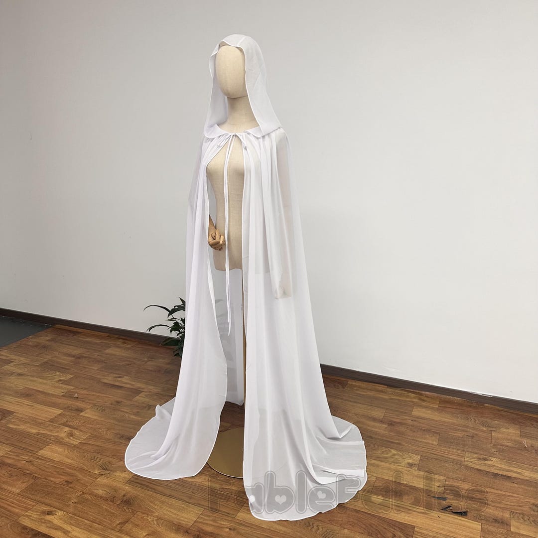 Minimalist White Chiffon Wedding Cape: Sheer Hooded Bridal Cover-up - Etsy
