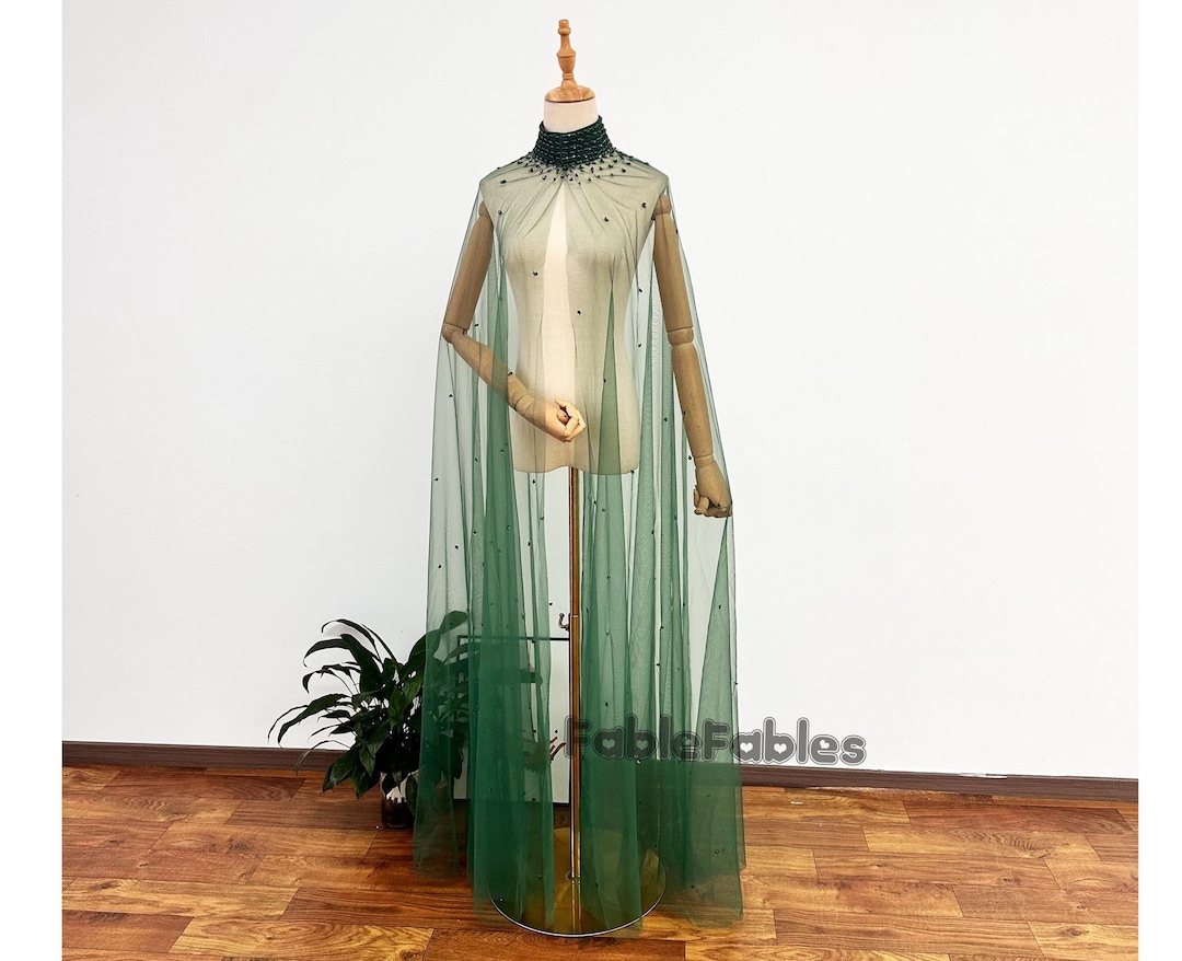 Emerald Green Beaded Wedding Cape: Formal Bridal Shoulder Cloak - Etsy