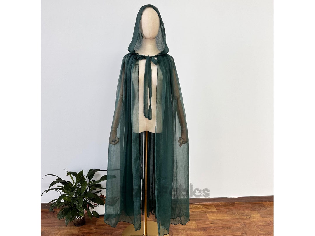 Baroque Emerald Green Cape With Hoodie Chiffon Cape Female Red Witch ...