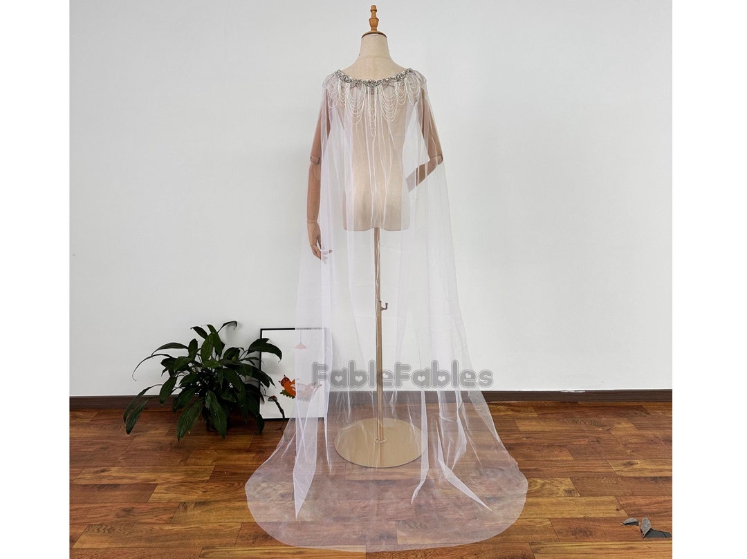 Stunning Rhinestone Appliques Bridal Cape Veil, Shoulders Cape, Wedding ...