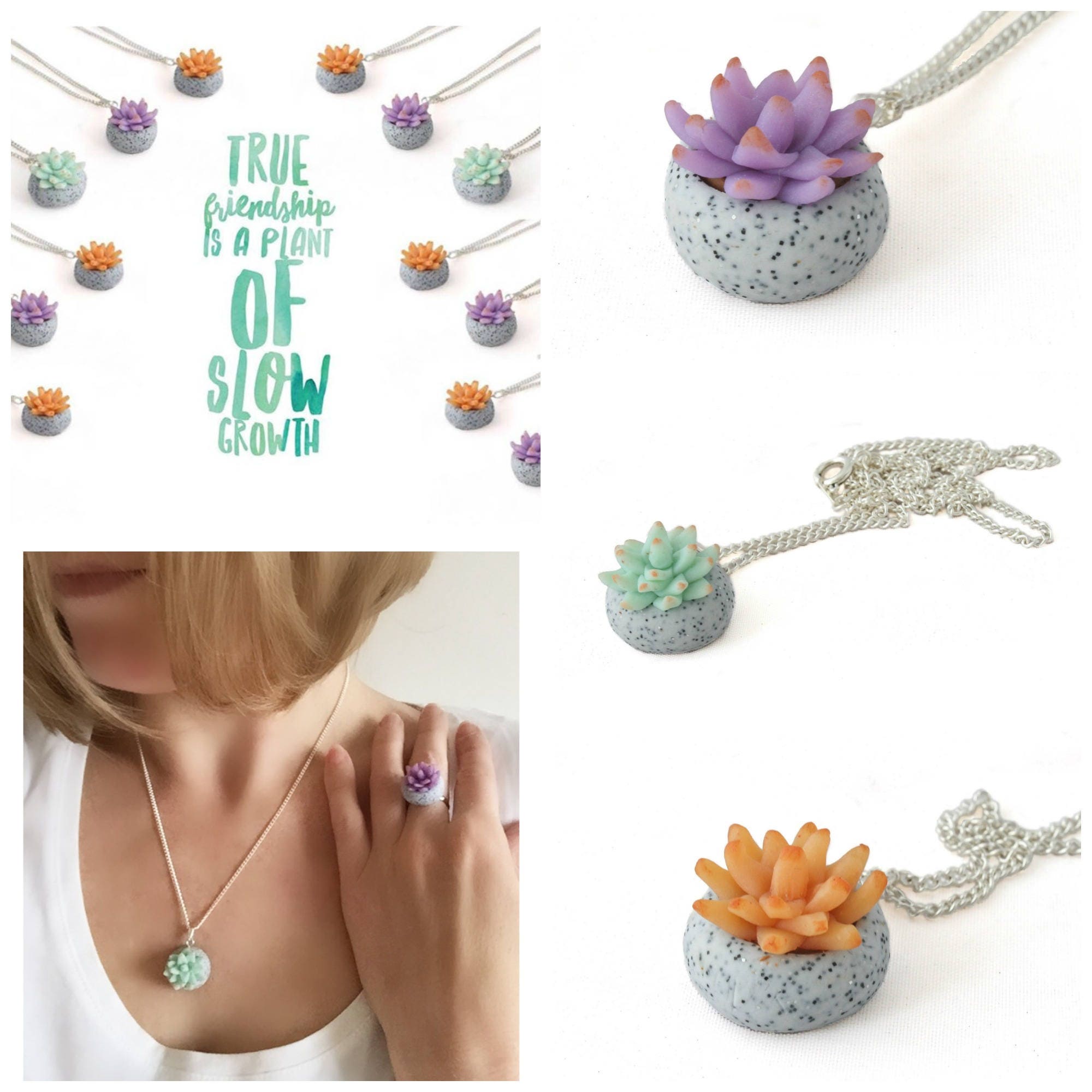 Succulent Pendant Necklace for Women Cactus Plant and - Etsy UK