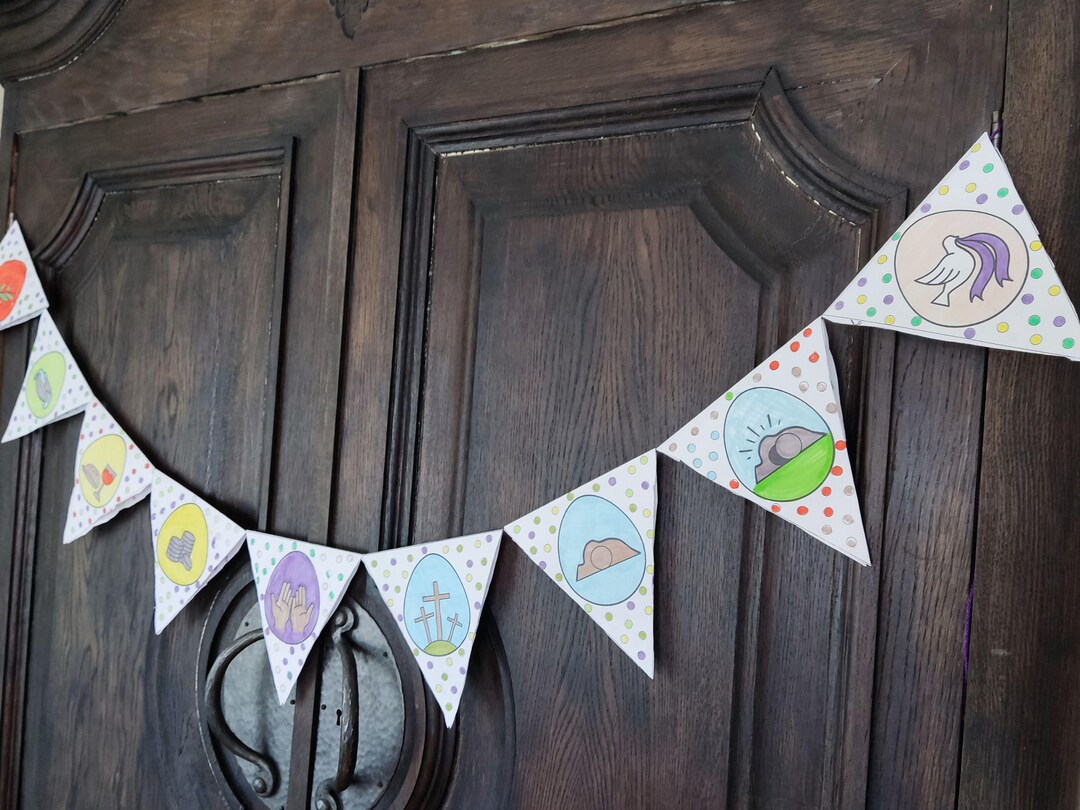Easter Story Banner Coloring Craft for Kids | Printable Holy Week ...