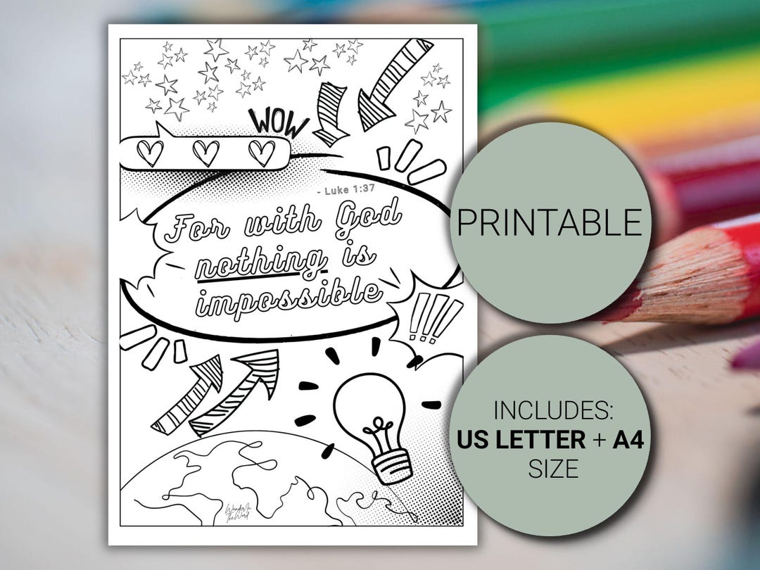 Luke 1:37 Bible Verse Coloring Page for Boys & Girls, VBS Activity ...