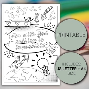 Luke 1:37 Bible Verse Coloring Page for Boys & Girls, VBS Activity ...