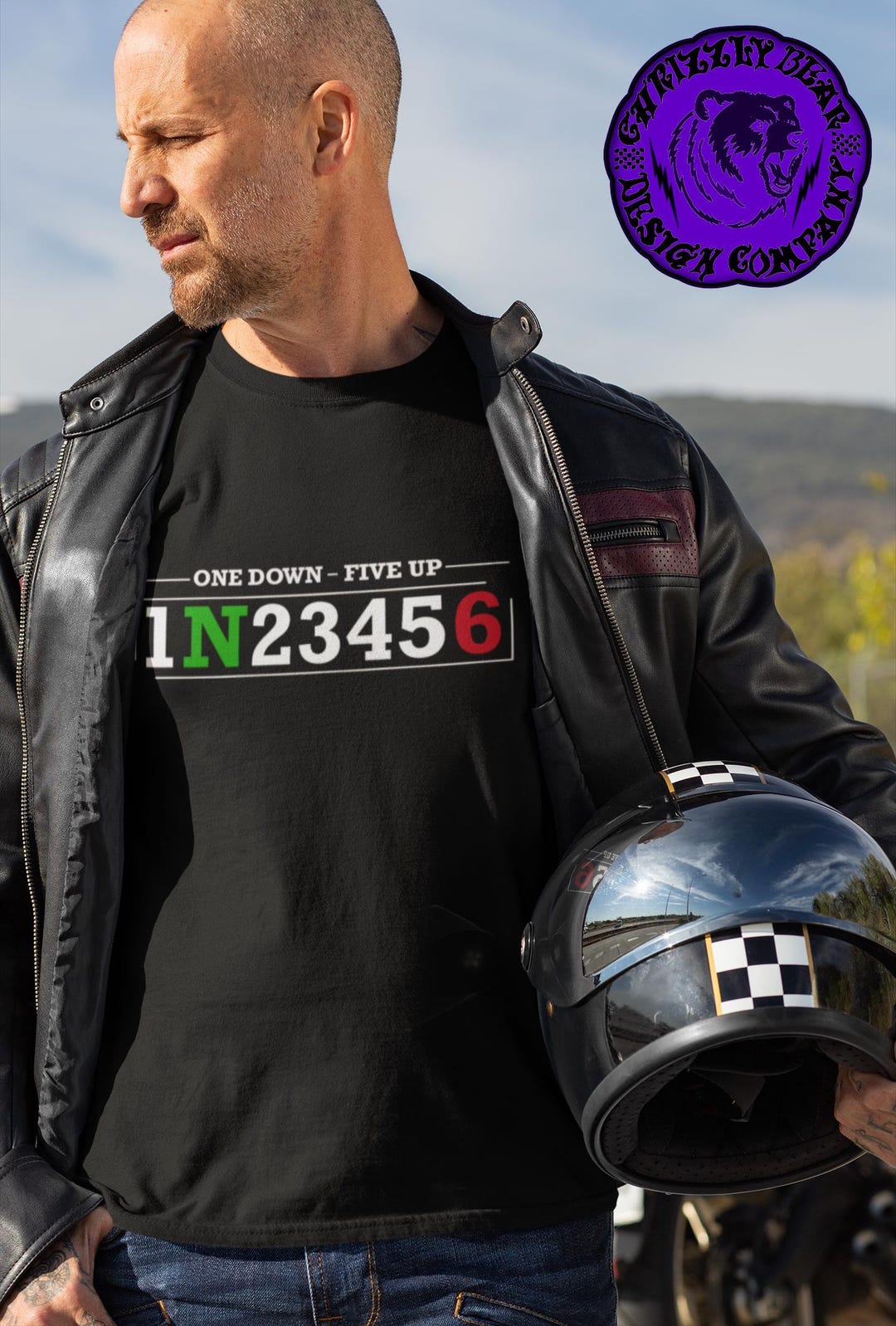 1N23456 Motorcycle Gear Shift Biker Motif T-shirt for Sportbike and ...