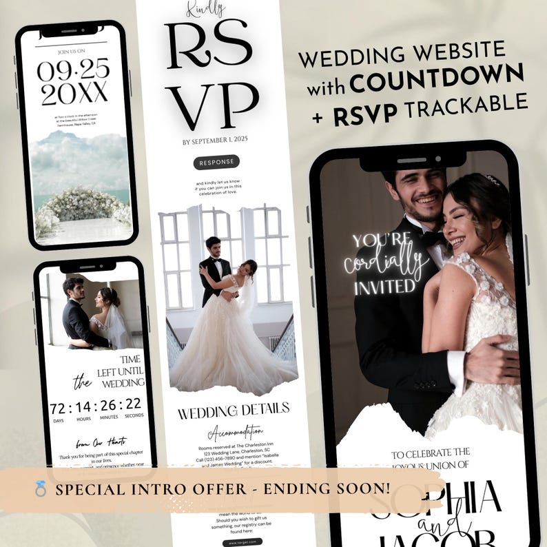 RSVP Wedding Website Freebies Included, Online Invitation, Editable ...