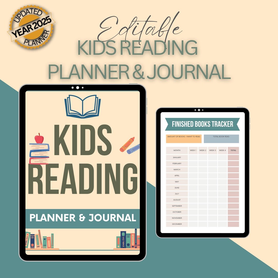 2025 Editable Kids Planner, Kids Journal , Reading Tracker, Printable ...