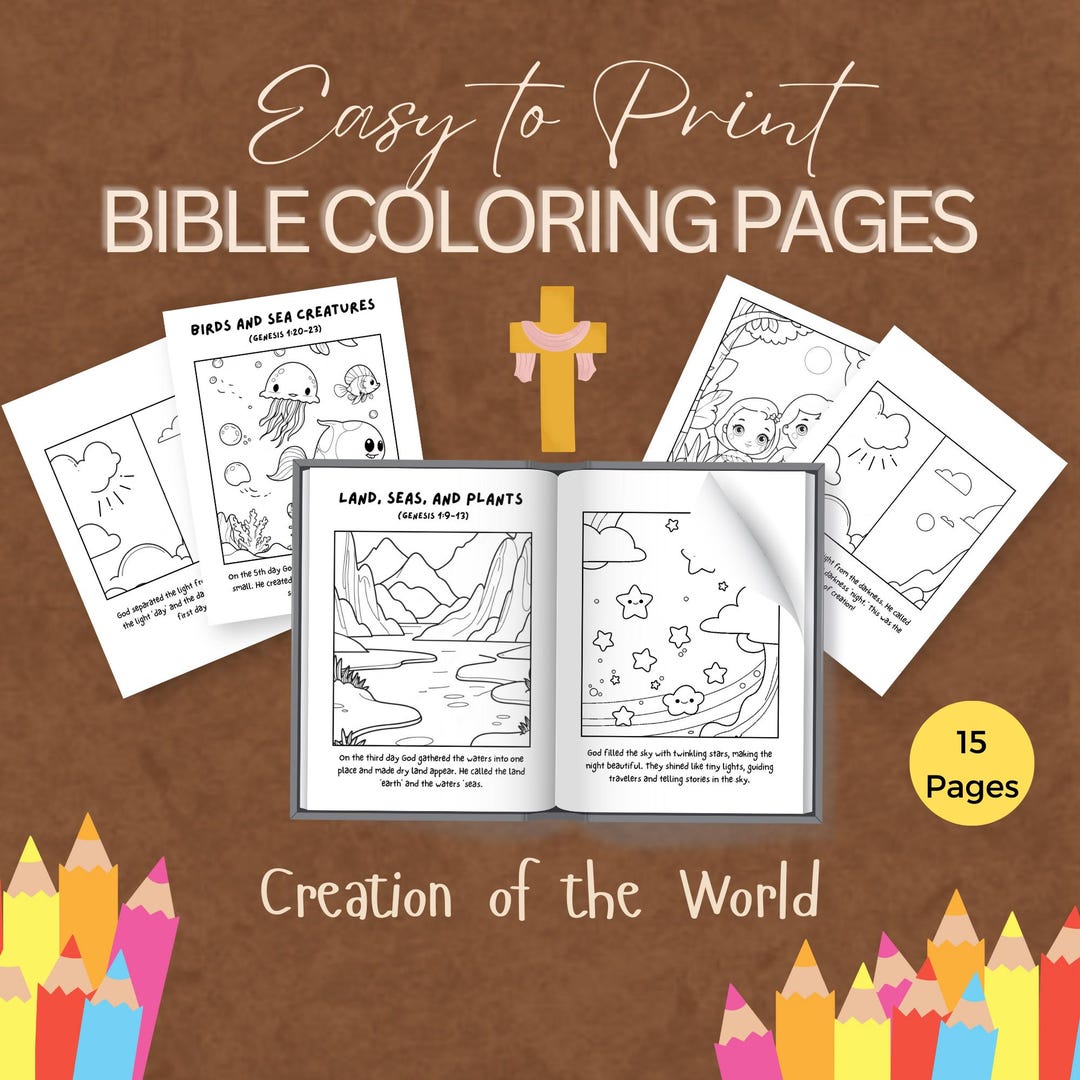 Educational Bible Story Coloring Book, Creation of the World, Kids ...