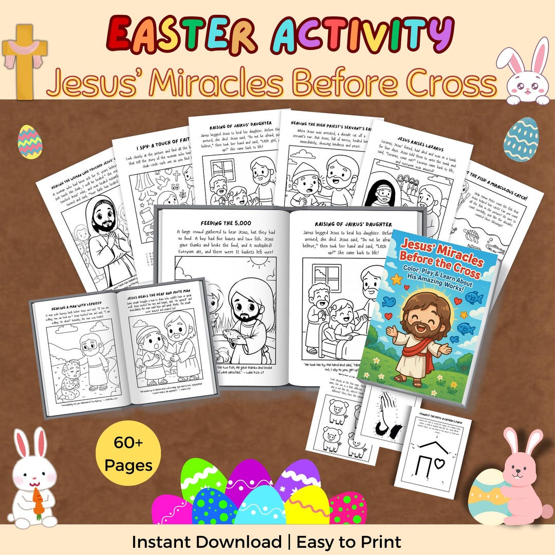 Easter Bible Story Coloring Book, Jesus’ Miracles, Easter Bible Study ...