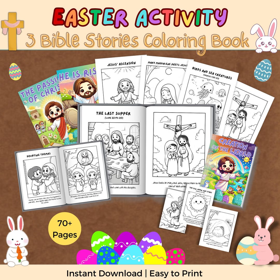 Easter Bible Story Coloring Book, Educational, Kids Easter Activity ...