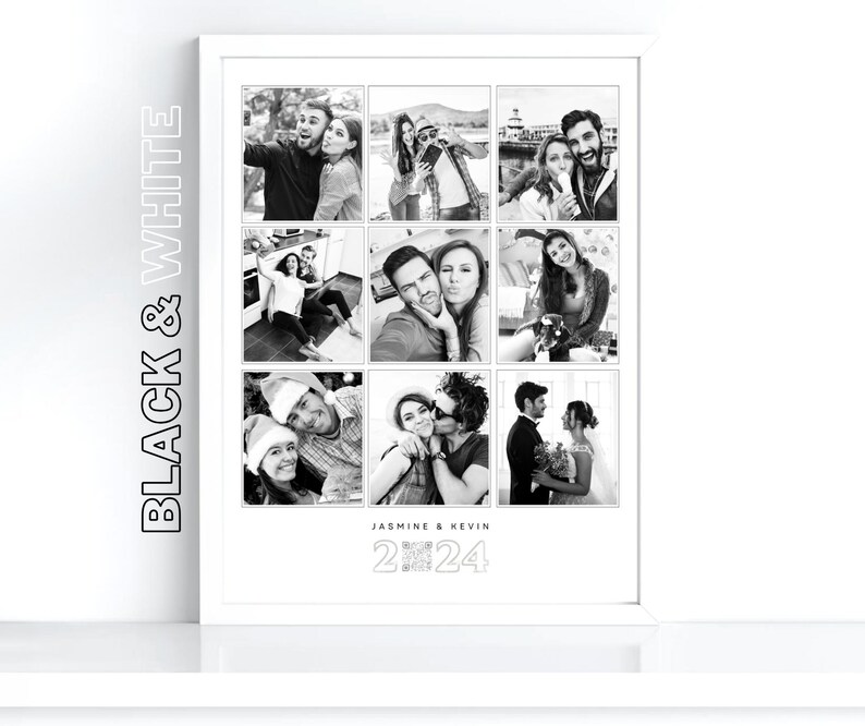 Black & White Photo Collage. Personalized Unique Gift for Him / Her ...