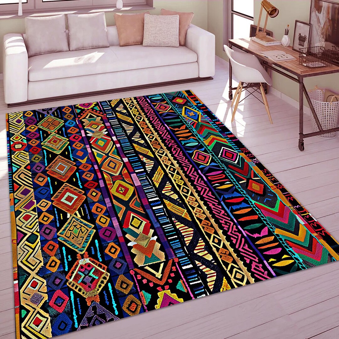 Aztec Area Rug|aztec Runner|afrocentric Non-slip Rug|safari Ethnic ...
