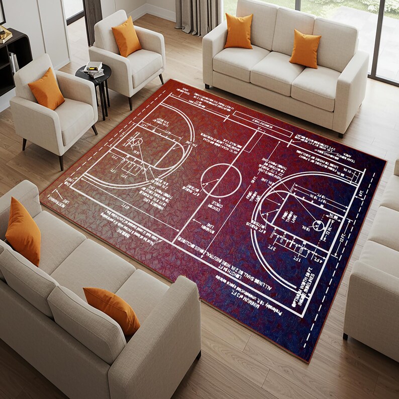 NBA Basketball Court Sized Rug: Colorful Kids Playroom Mat - Etsy