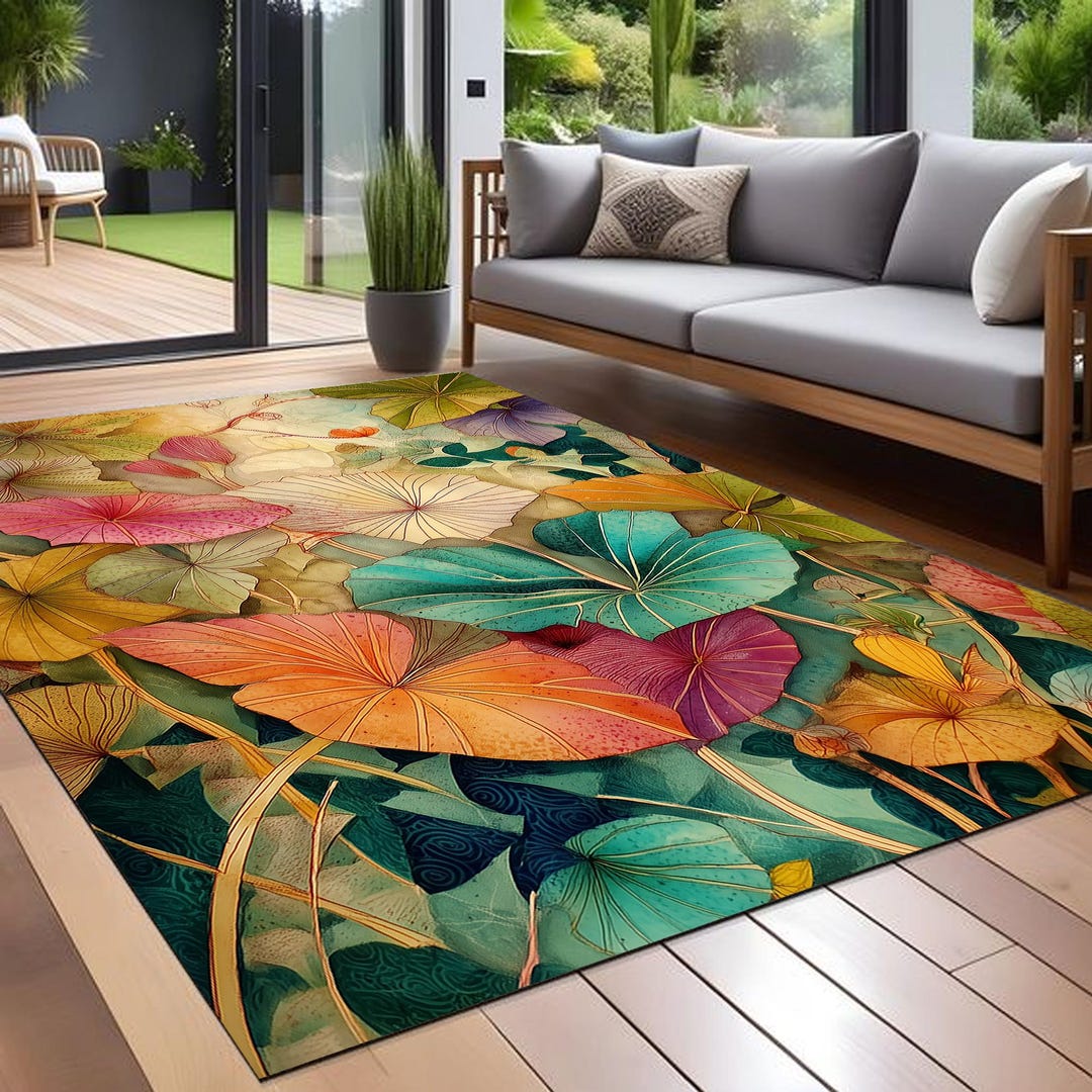 Colorful Lily Pad Area Rug: Modern Indoor/outdoor Carpet - Etsy