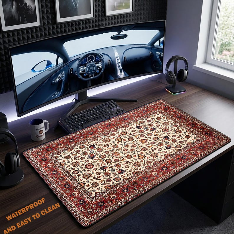Turkish Kilim Desk Mat Ethnic Bohemian Mouse Pad Large Keyboard Blotter ...