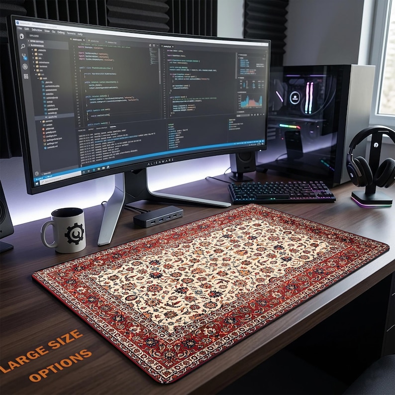 Turkish Kilim Desk Mat Ethnic Bohemian Mouse Pad Large Keyboard Blotter ...