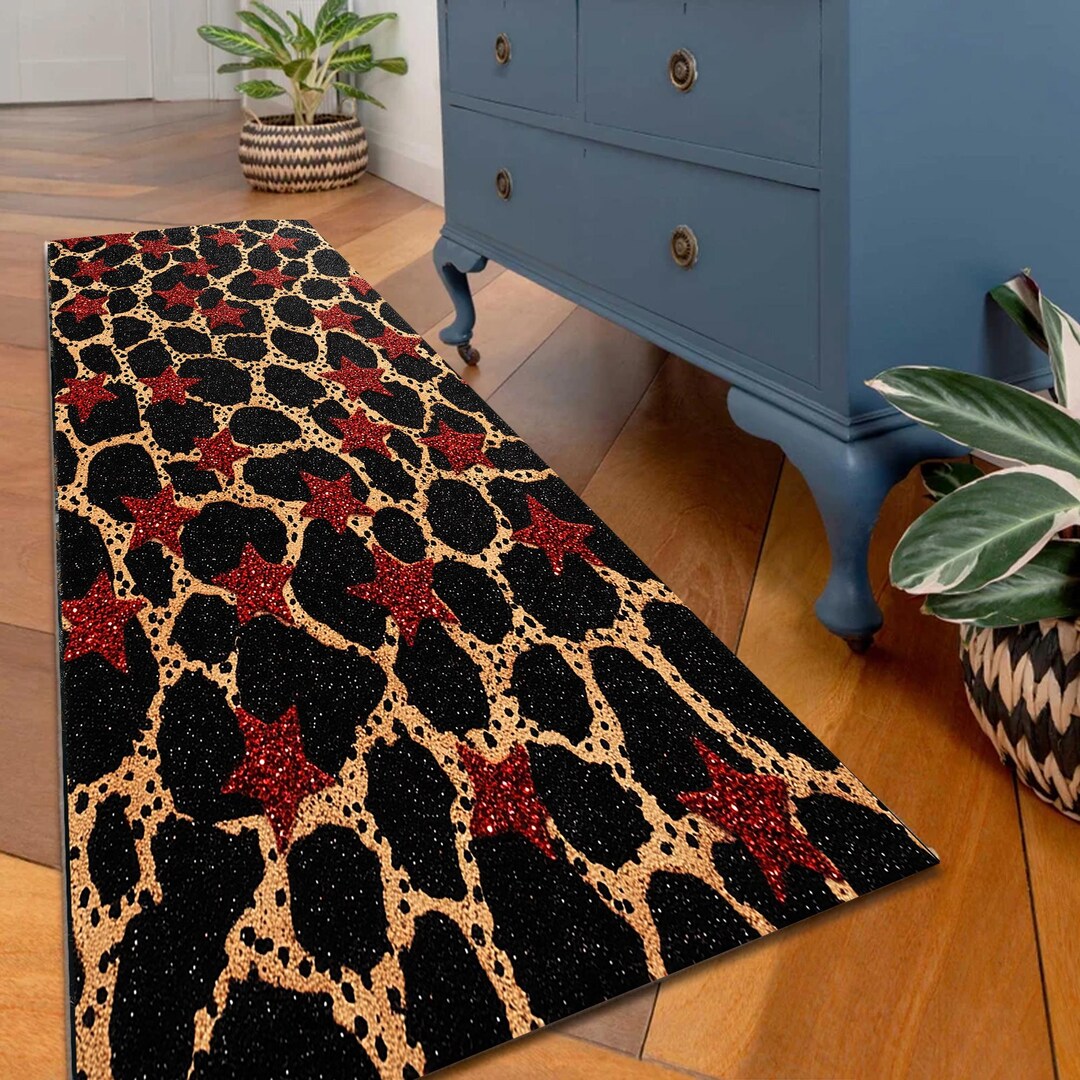 Cheetah Print Area Rug: Safari African Runner, Glitter Stars - Etsy