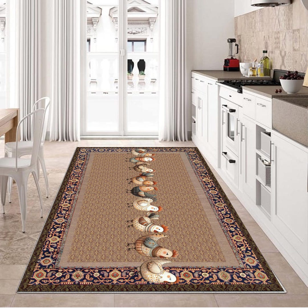 Chicken Kitchen Rug: Non-slip, Machine Washable Mat - Etsy