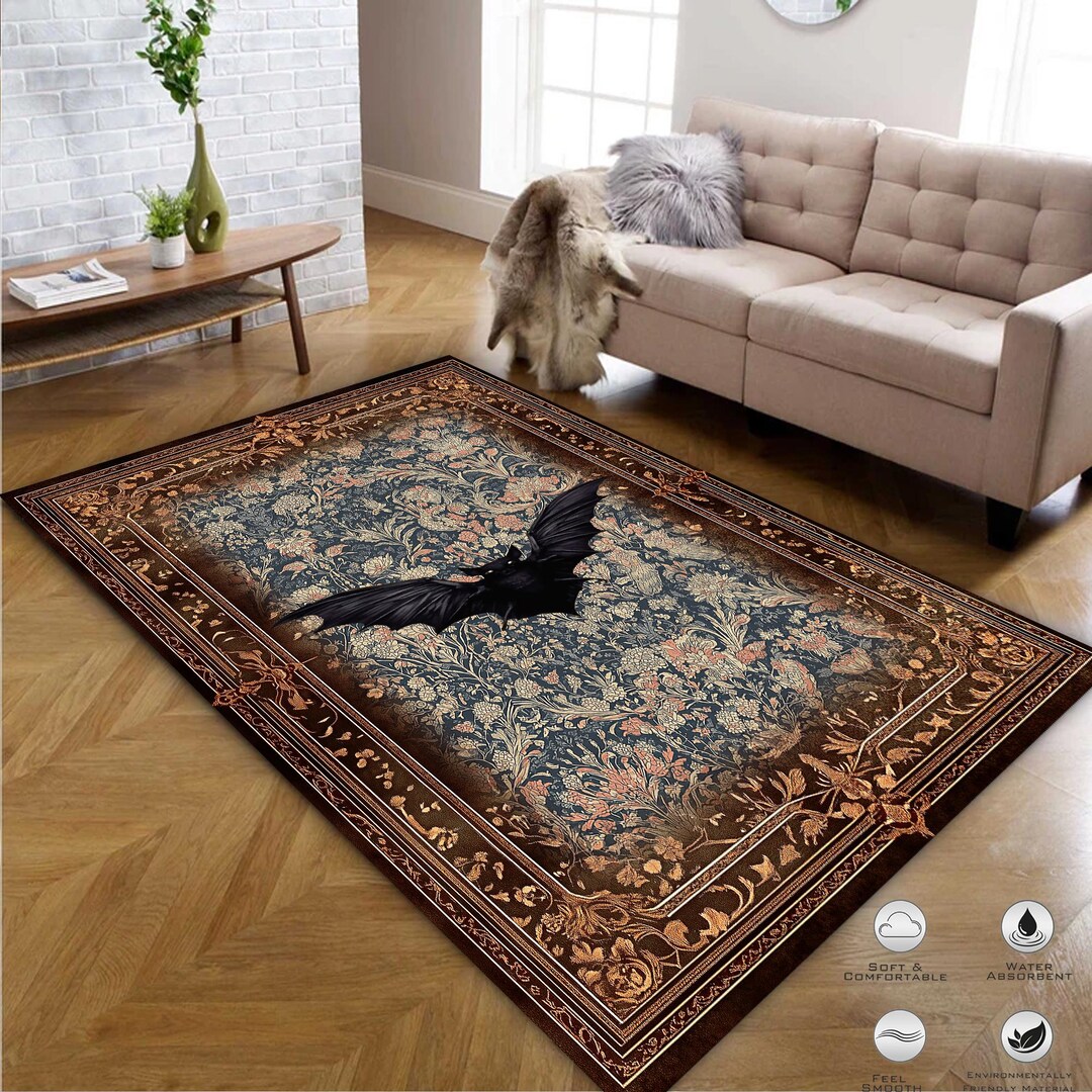 Goth Rug for Gothic Home Decor, Maximalist Rug, Gothic Bat Rug ...