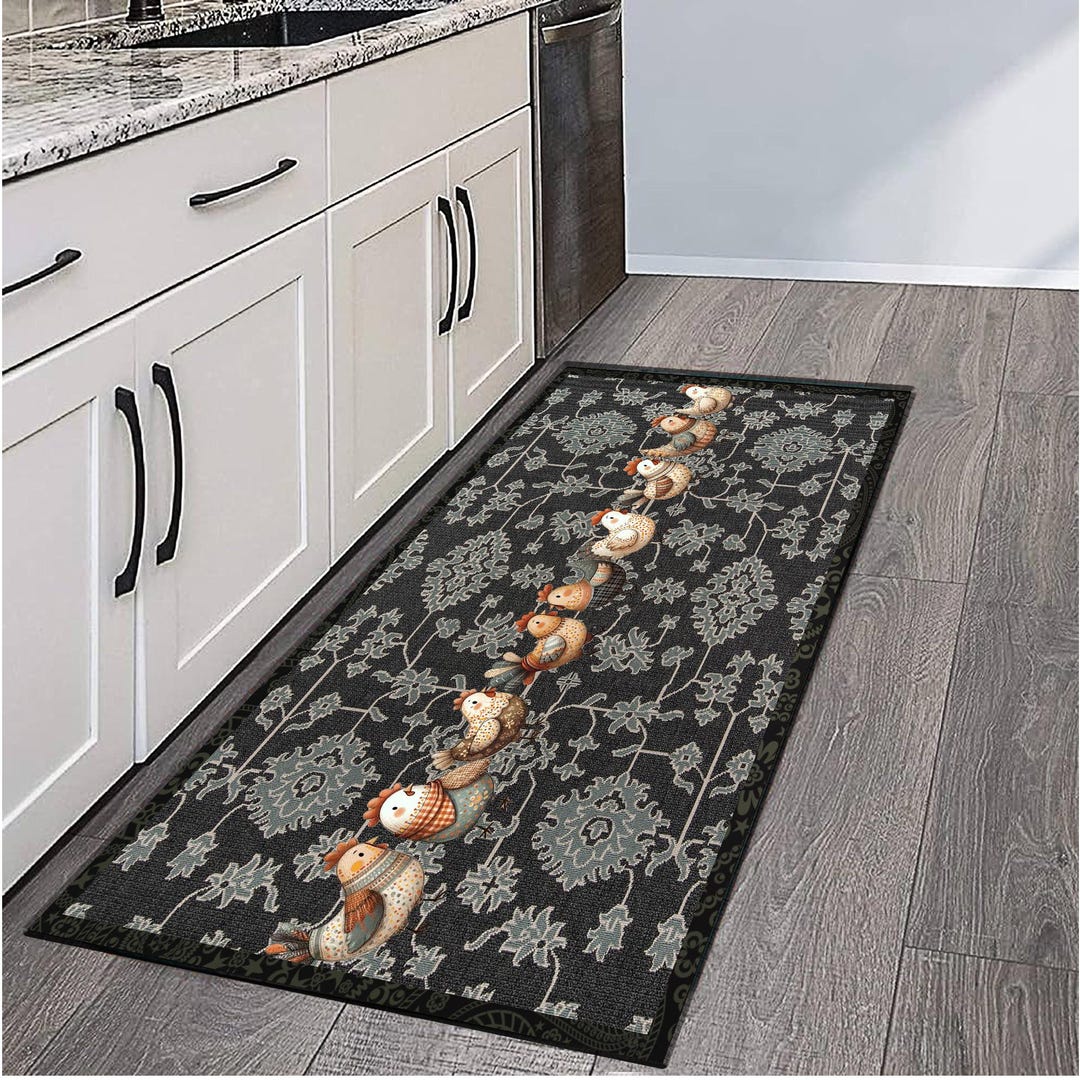 Chicken Kitchen Dining Room Rug / Mat Non-slip Machine Washable / Non ...