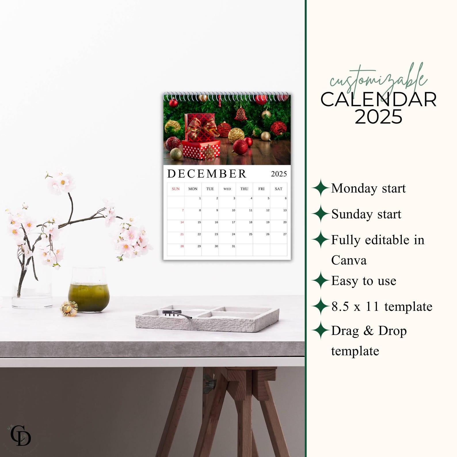 2025 Calendar Template With Photos - Easy to Edit Canva Templates ...