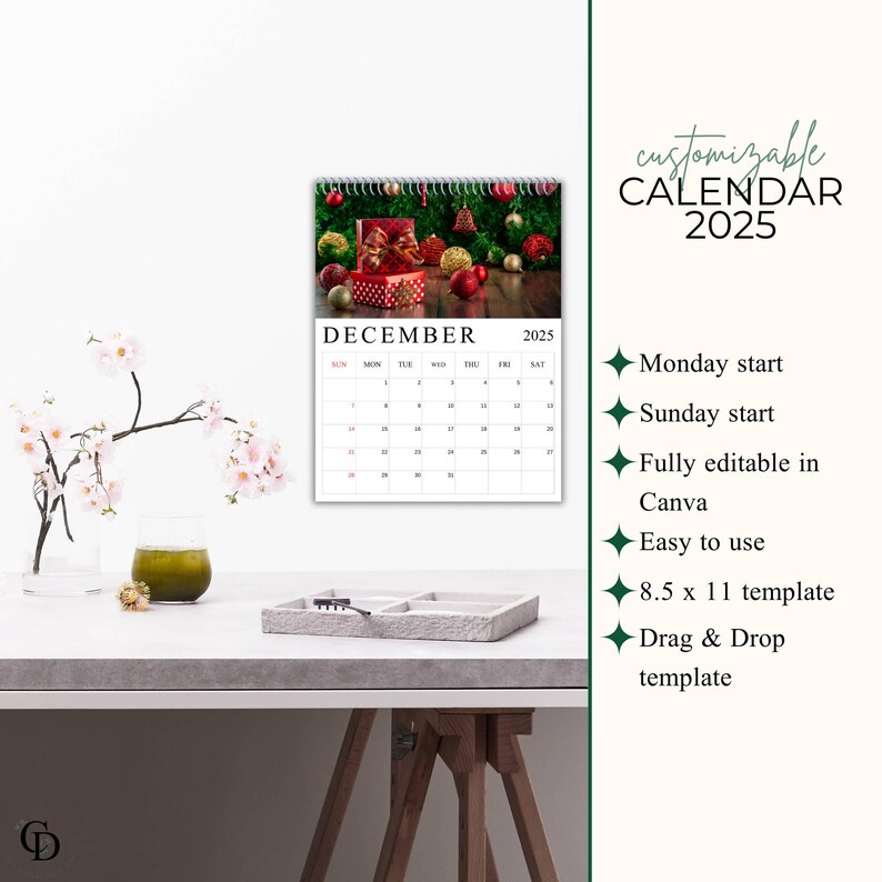 2025 Calendar Template With Photos - Easy to Edit Canva Templates ...