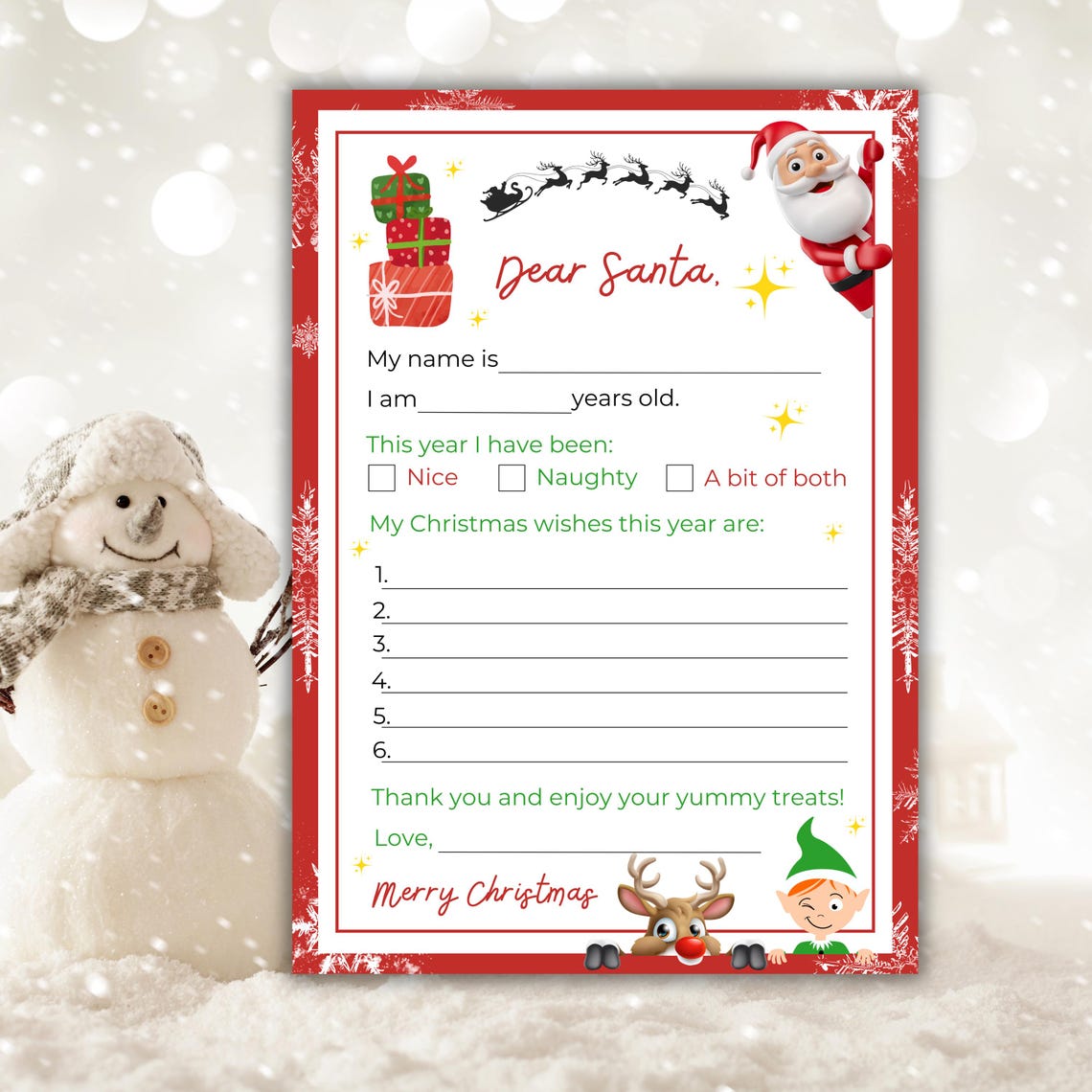 Letter to Santa Printable Easy to Print Letter to Santa Letter Instant ...