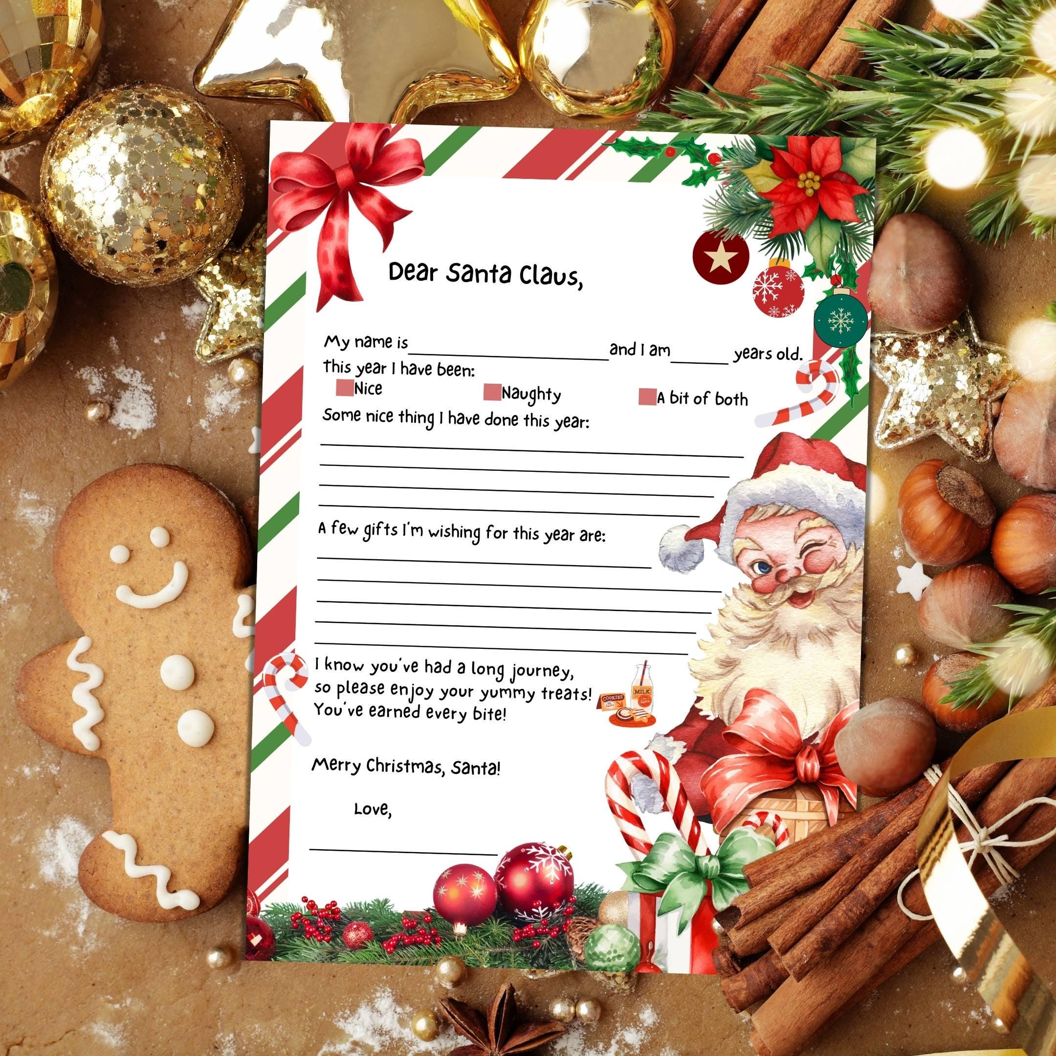 Instant Download Letter to Santa Printable Christmas Wish List for Kids ...