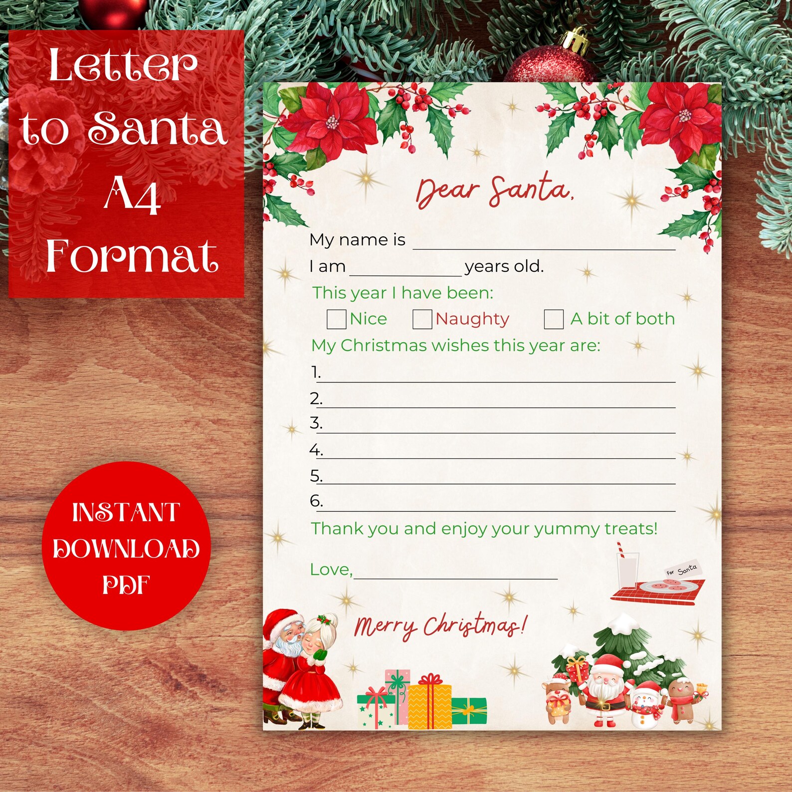 Printable Santa Letter Set With Nice List Certificate & Envelopes ...