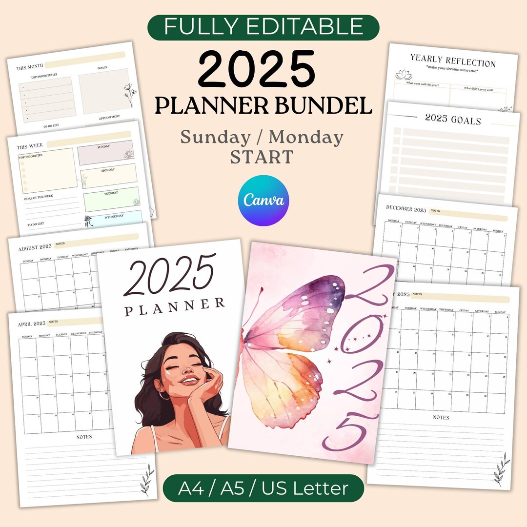 2025 Digital Planner BUNDLE Template | Digital Planner | Printable ...
