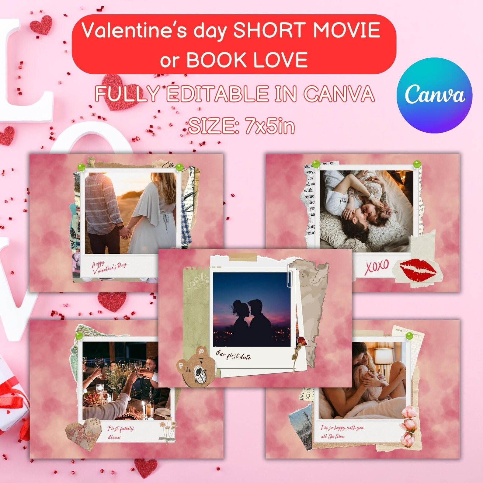 Custom Movie Poster Template for Canva, Personalized Poster, Valentines ...