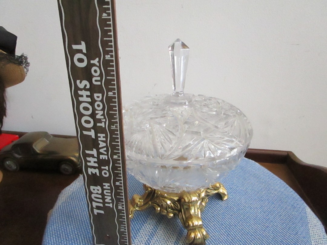 Antique Covered Compote Glass Candy Trinket Dish One Word BEAUTIFUL ...