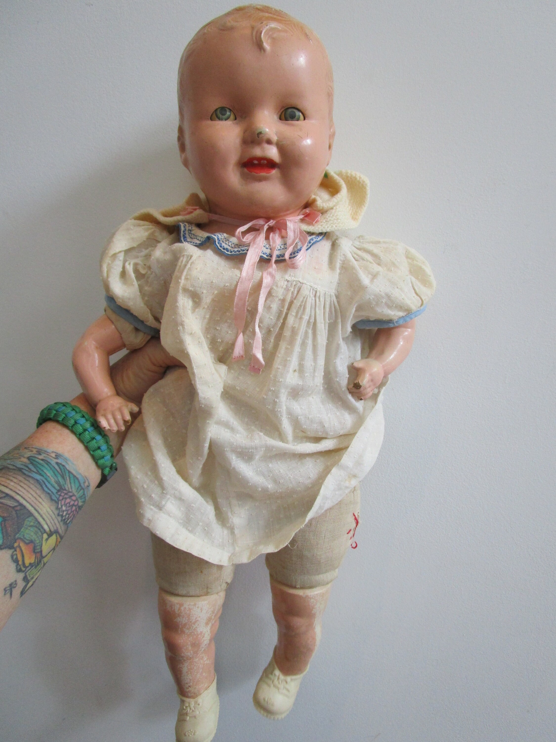 Large Antique Metropolitan Doll Co. Moulded Hair Composition Baby Doll ...