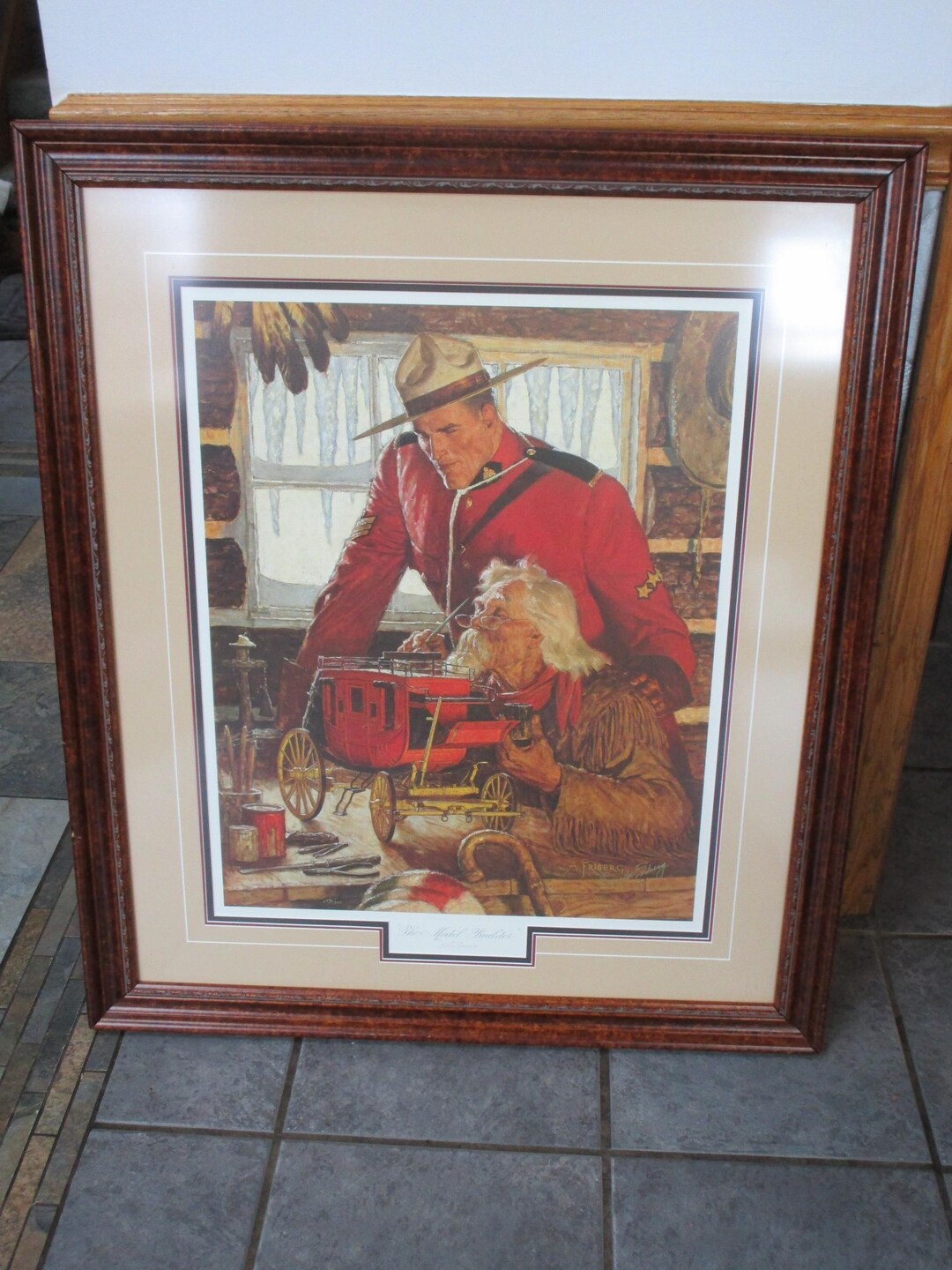 90s "the Model Builder" Limited Edition Signed Arnold Friberg 648/1200 With COA Matted With Wood ...