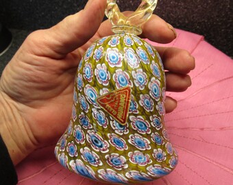 Vintage Murano Glass Millefiori Frosted Top Handle Bell Made in Italy ...