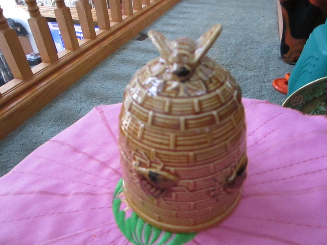 Vintage Beehive Honey Jar Honey Pot With Bee Handle Lid - Etsy