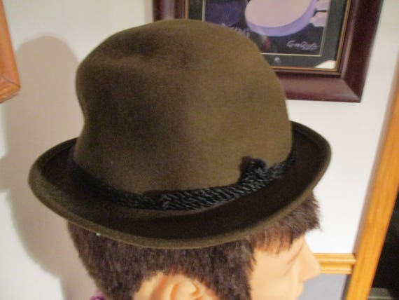Vintage Brown Small llama Felt Hat 100% Wool Hat - Gem