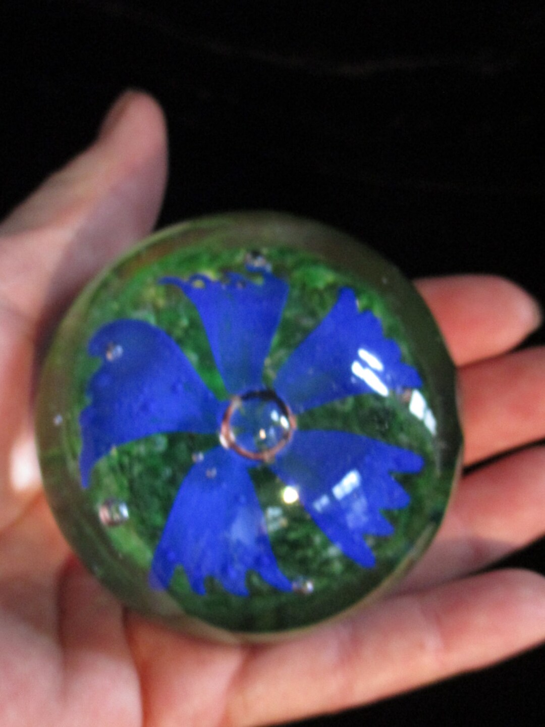 Solid Glass Paperweight-cobalt Blue Flower Paperweight Round Globe ...