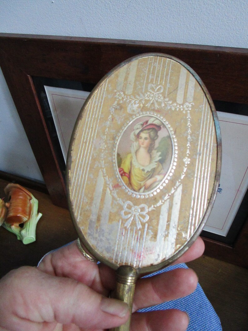 Antique Victorian Hand Vanity Mirror Beveled Mirror With Victorian Big ...
