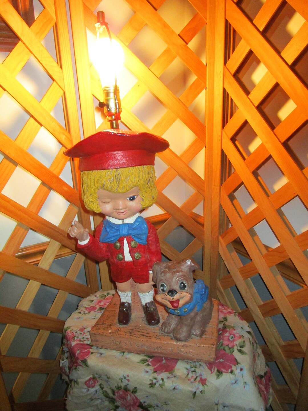 70's Buster Brown & Tige Three Way Lamp Artist Signed and Dated Works ...