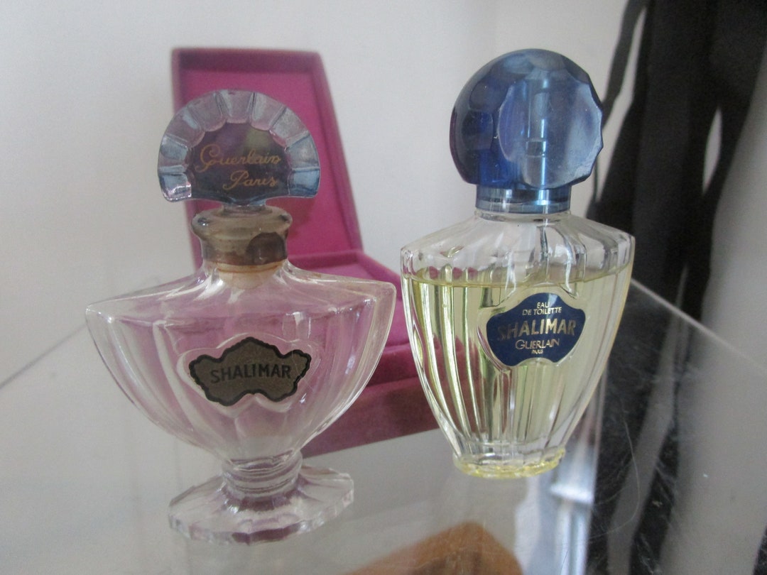 Shalimar Perfume Bottle in Original Purple Velvet Box Guerlain Plus 75% ...