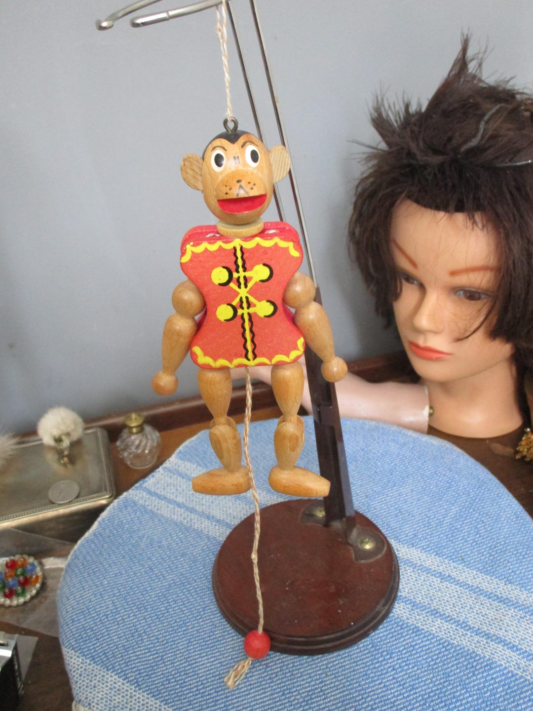 Jumping Jack Vintage Monkey Pull String Wooden Toy Made in Austria - Etsy