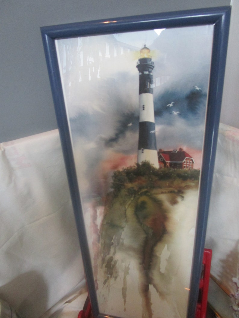 90's Lighthouse Watercolor Print Signed M.casper Vintage Art Great Gift ...