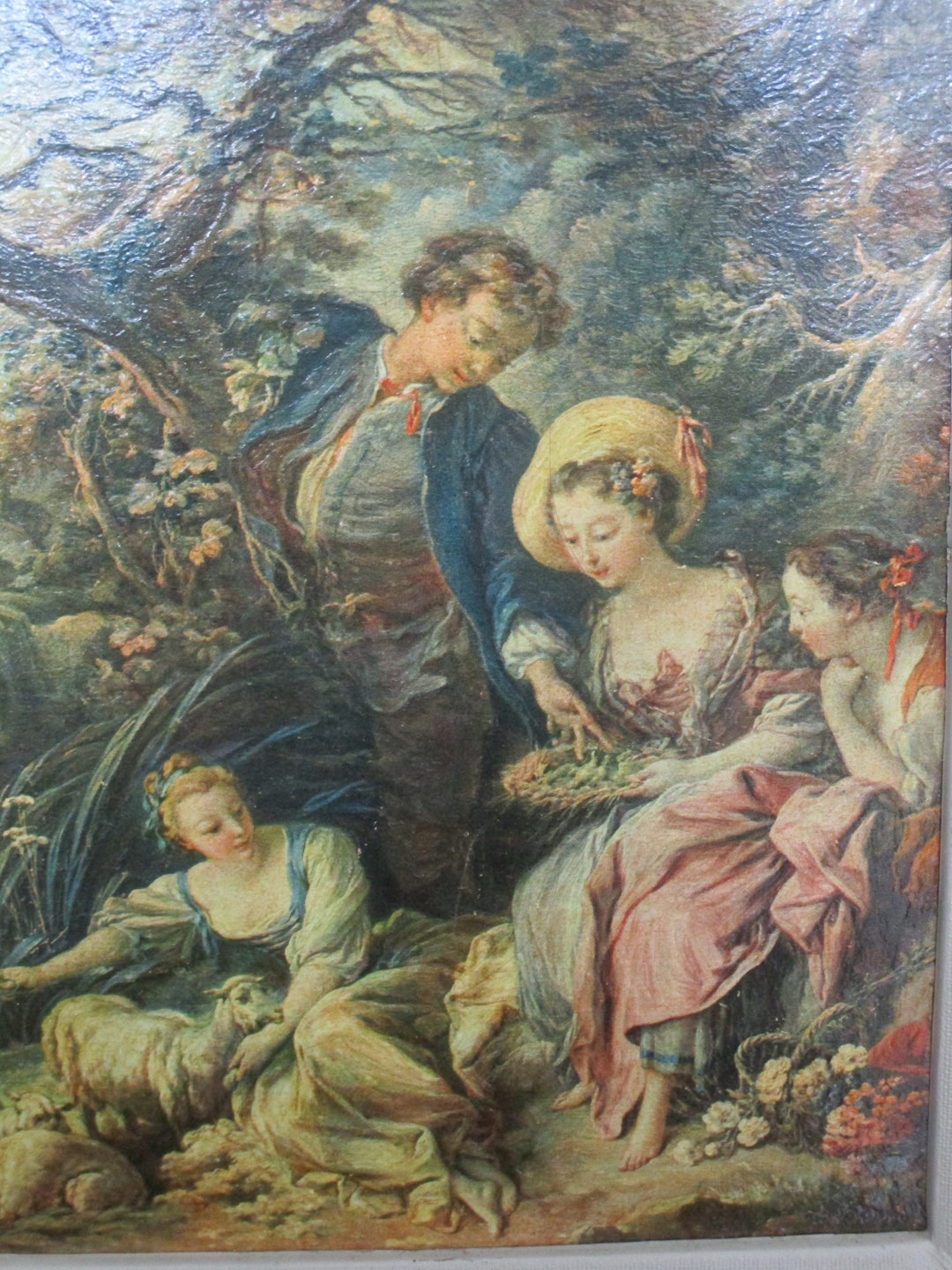 Antique Betourne Limoges Painting on Canvas Print? Framed in a Two Tone ...