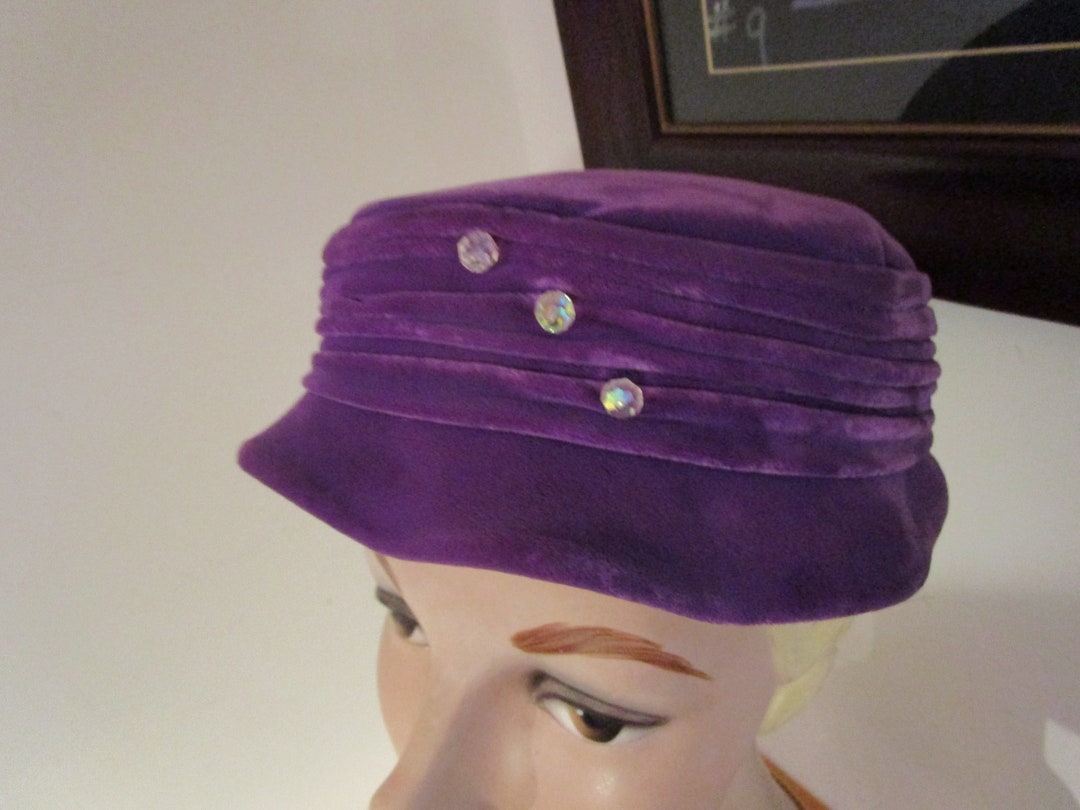 Women's Royal Purple Velvet Hat 50’s Women's Boutique Hat - Etsy