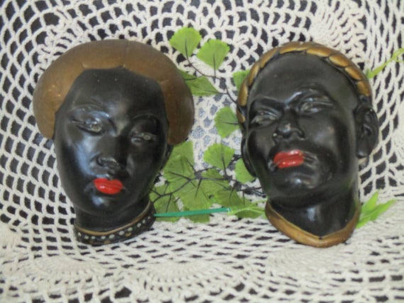 Alexander Backer ABCO Male & Female Head Bust Chalk Ware Wall | Etsy