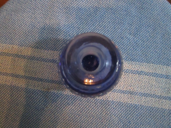 Indigo Blue Bubble Glass Perfume Bottle with Floral S… - Gem
